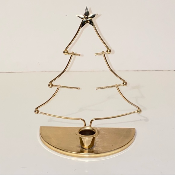 Unbranded | Holiday | Minimalist Gold Metal Christmas Tree Taper Candle ...